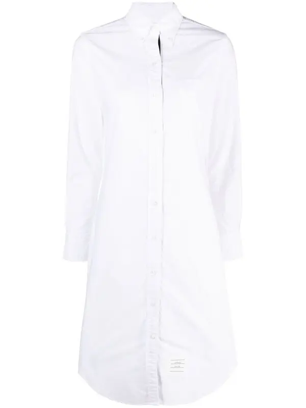 Thom Browne Logo-patch Cotton Shirtdress - White