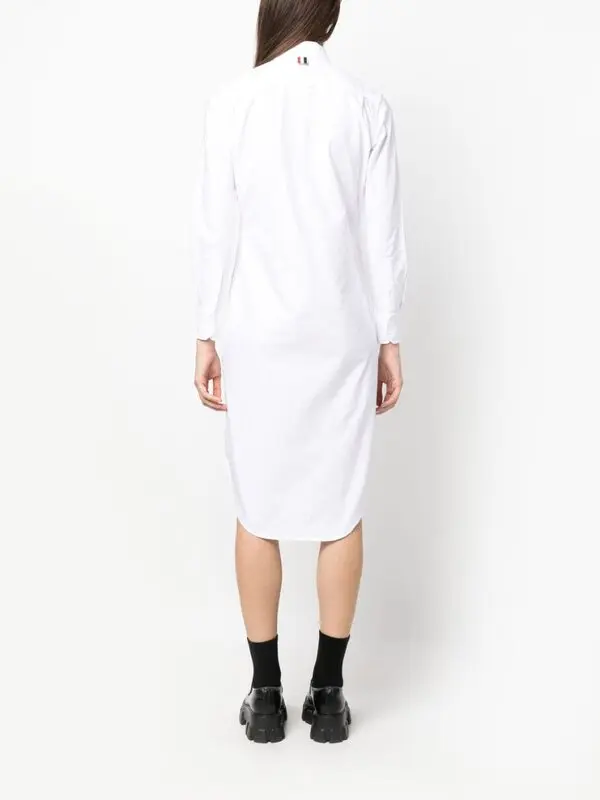 Thom Browne Logo-patch Cotton Shirtdress - White