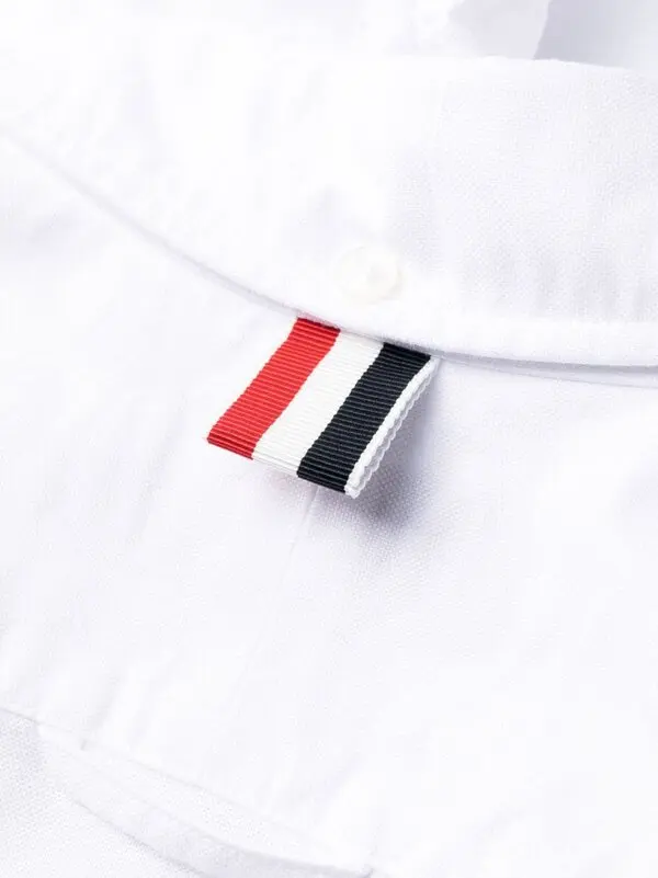 Thom Browne Logo-patch Cotton Shirtdress - White