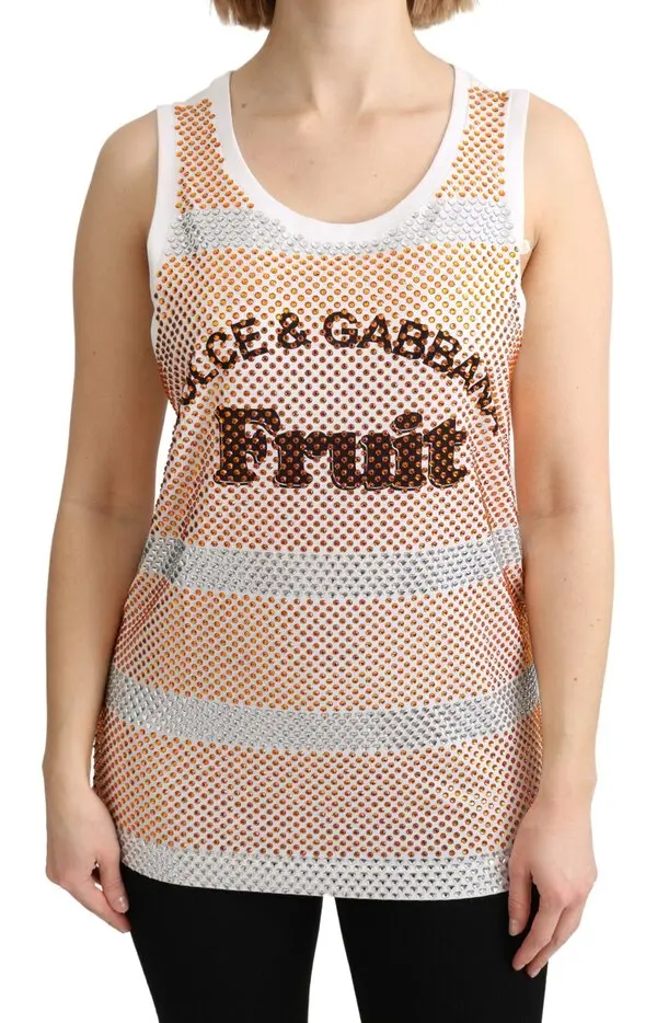 Dolce & Gabbana Crystal Embellished Cotton Tank Top