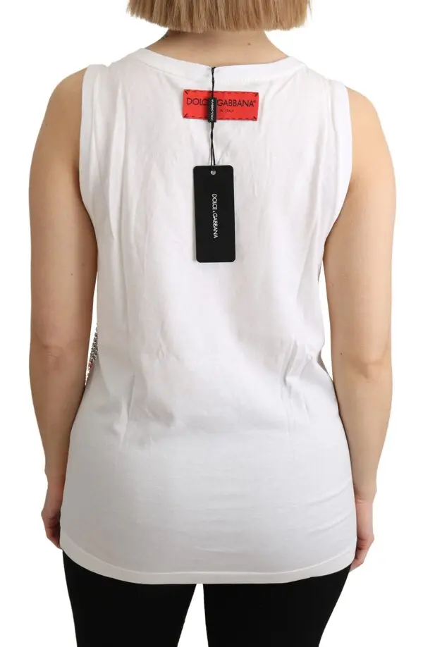 Dolce & Gabbana Crystal Embellished Cotton Tank Top