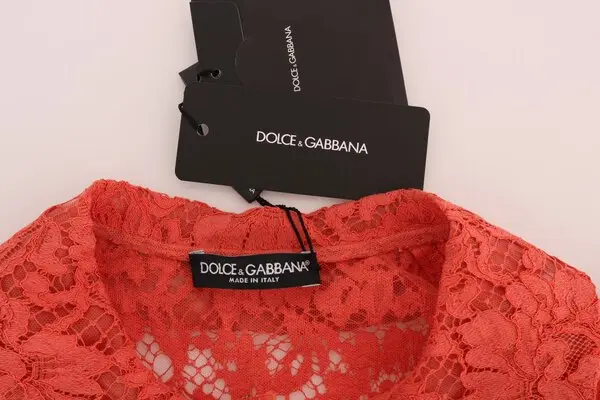 Dolce & Gabbana Floral Lace Crystal Button Blouse