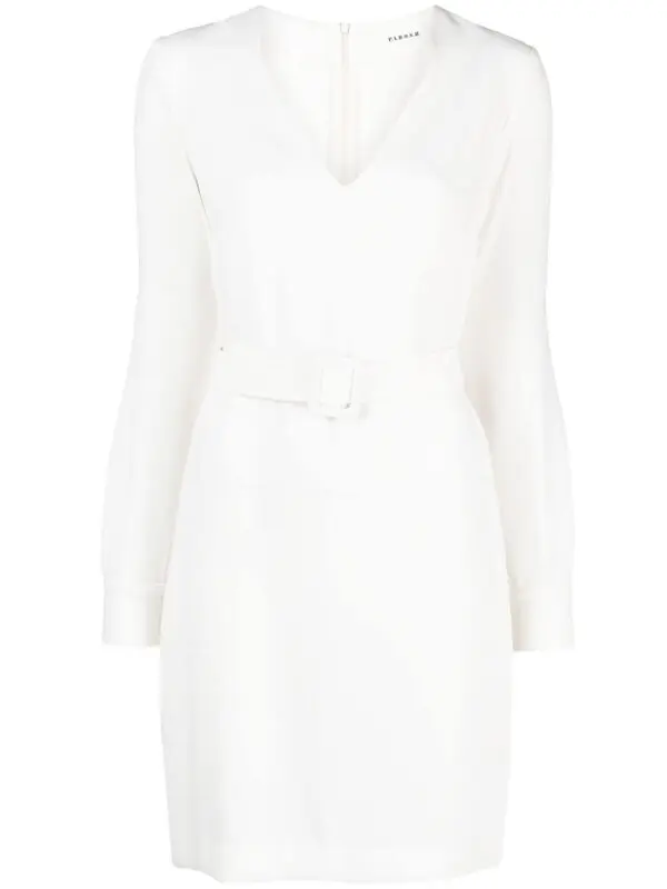 PAROSH Belted V-neck Mini Dress - Nero