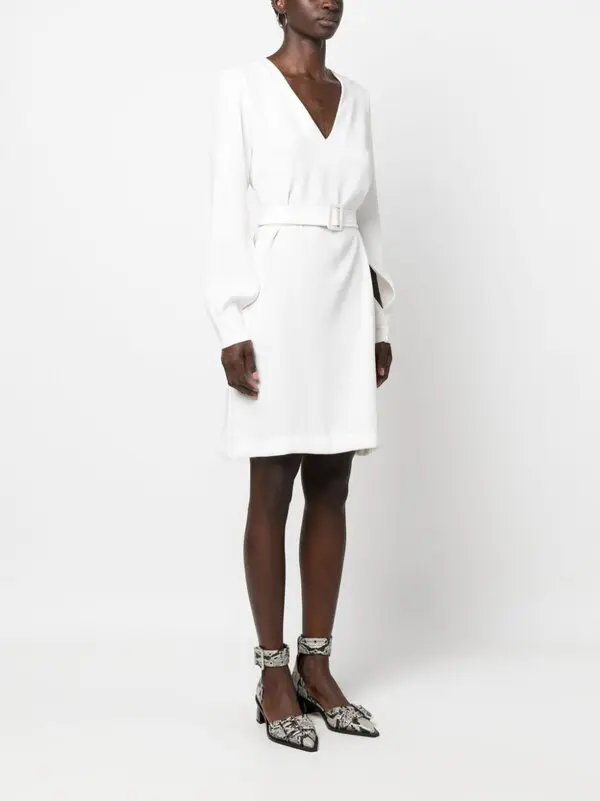 PAROSH Belted V-neck Mini Dress - Nero