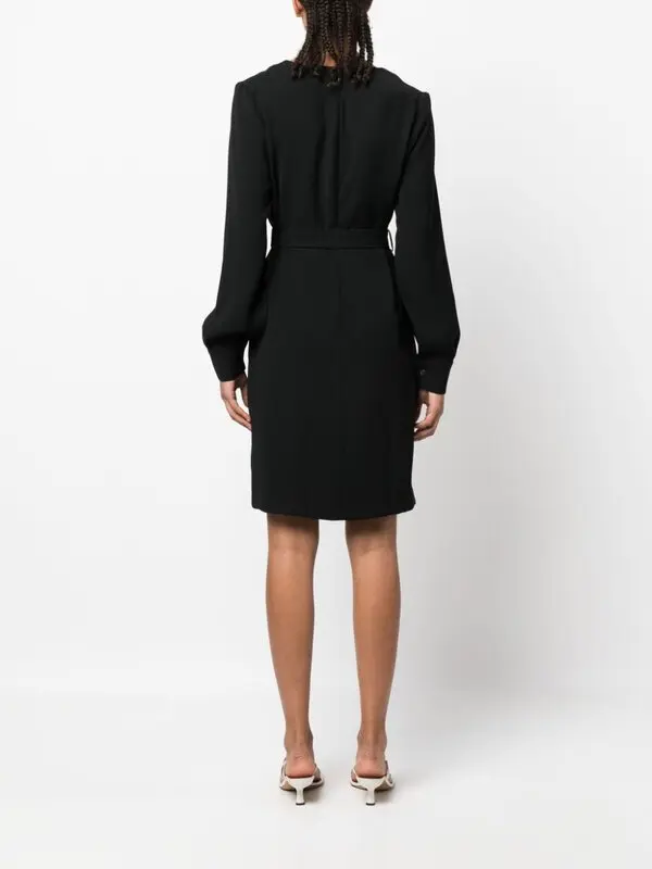 PAROSH Belted V-neck Mini Dress - Nero