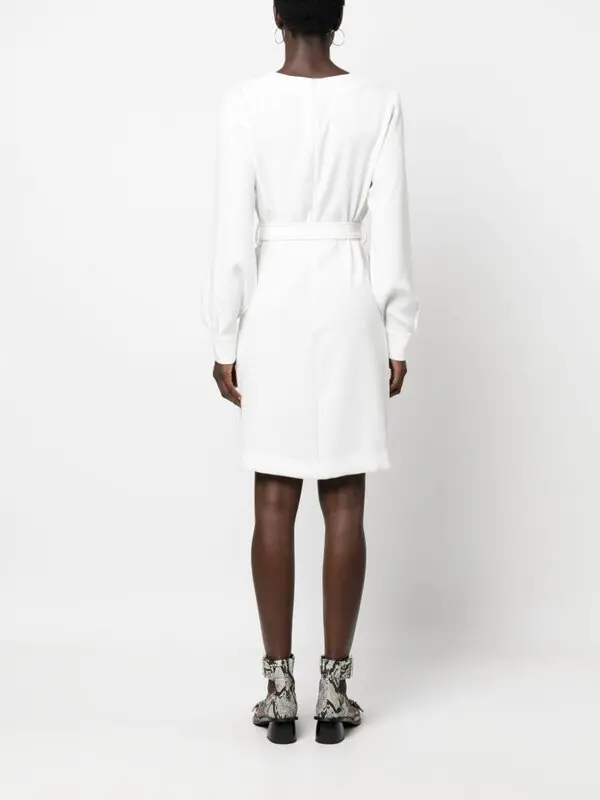 PAROSH Belted V-neck Mini Dress - Nero