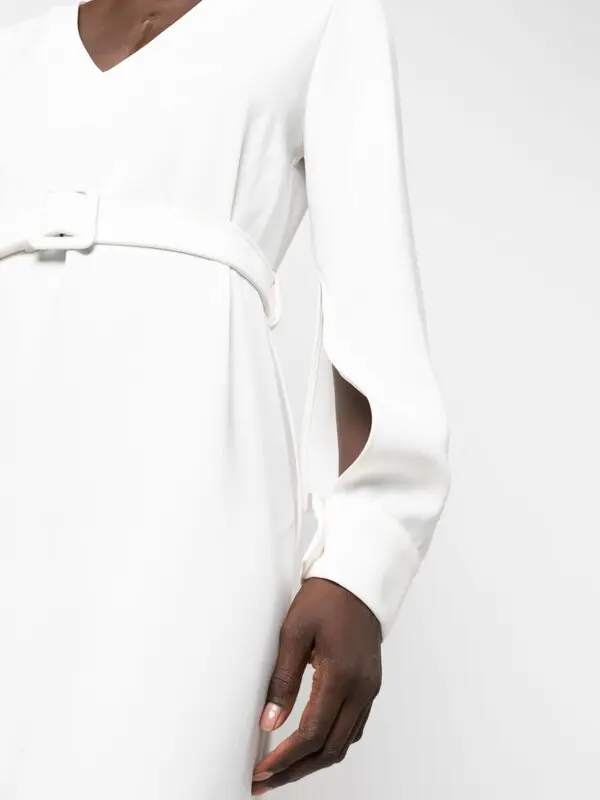 PAROSH Belted V-neck Mini Dress