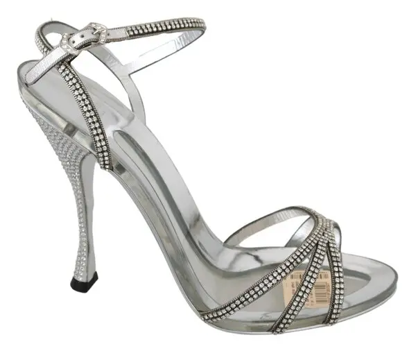 Dolce & Gabbana Crystal Ankle Strap Sandals - Silver