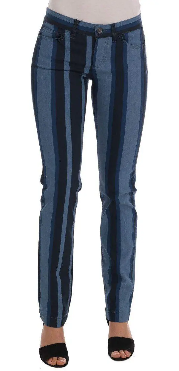 Dolce & Gabbana Striped Cotton Slim Jeans - Blue