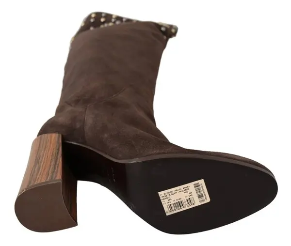 Dolce & Gabbana Suede Studded Knee High Boots