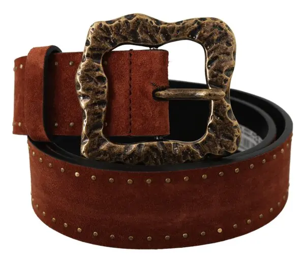 Dolce & Gabbana Suede Leather Studded Belt - Brown