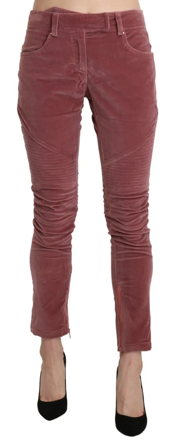 Ermanno Scervino Mid-waist Skinny Cotton Trousers - Red