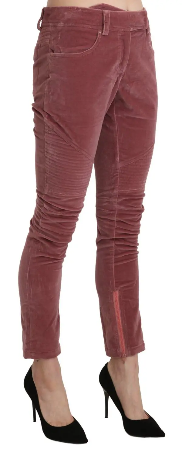 Ermanno Scervino Mid-waist Skinny Cotton Trousers - Red
