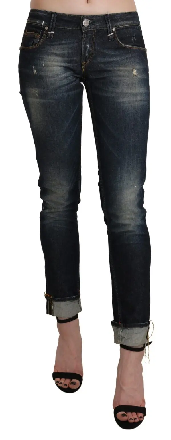 ACHT Washed Low Waist Skinny Cropped Denim Pants