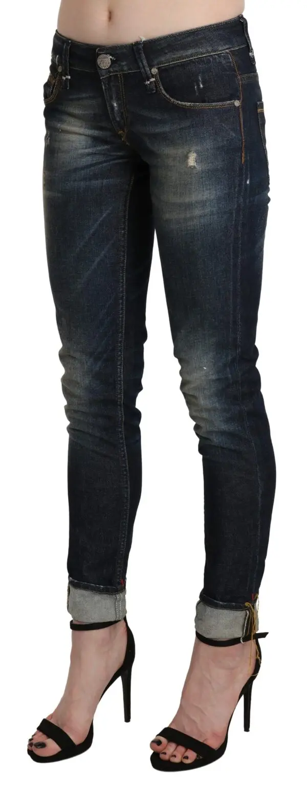 ACHT Washed Low Waist Skinny Cropped Denim Pants