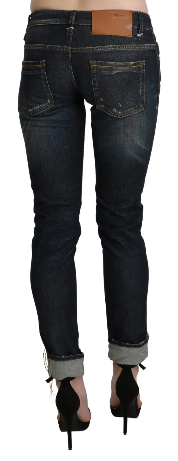 ACHT Washed Low Waist Skinny Cropped Denim Pants