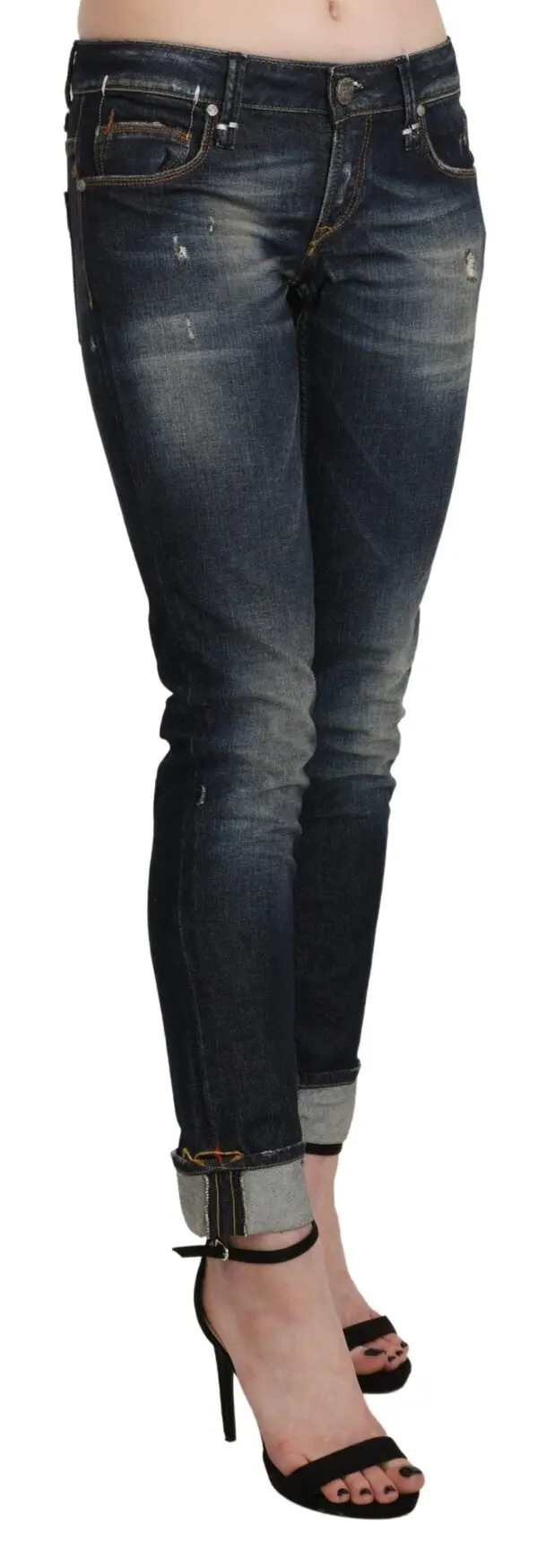 ACHT Washed Low Waist Skinny Cropped Denim Pants