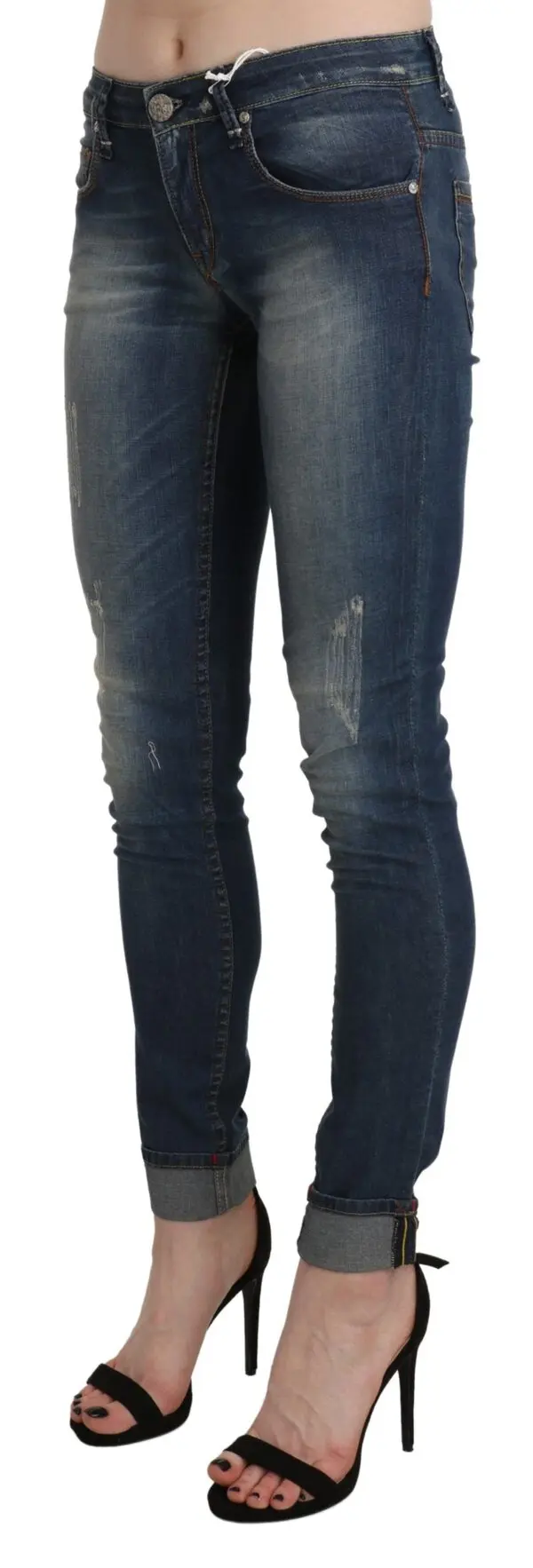 ACHT Washed Low Rise Skinny Cropped Denim Trousers
