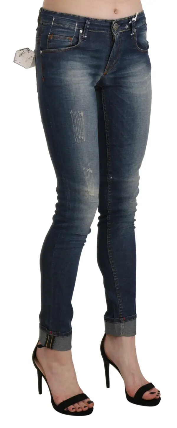 ACHT Washed Low Rise Skinny Cropped Denim Trousers