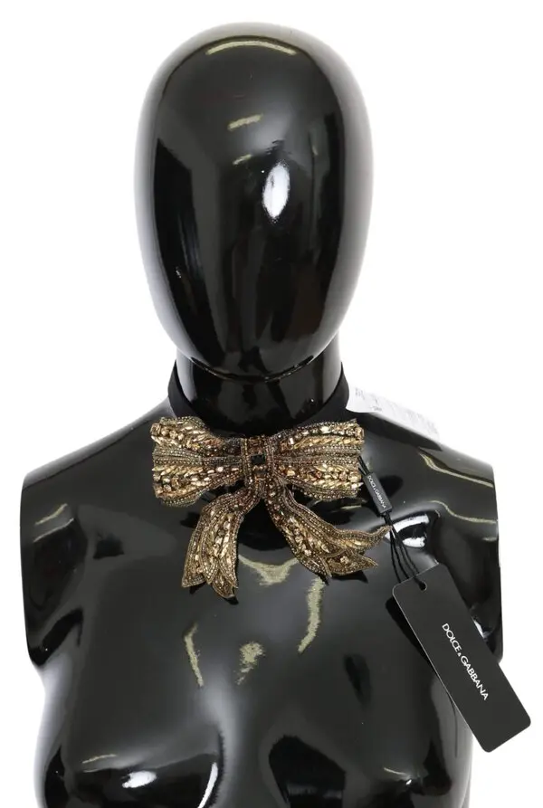 Dolce & Gabbana Crystal Beaded Bowtie - Gold
