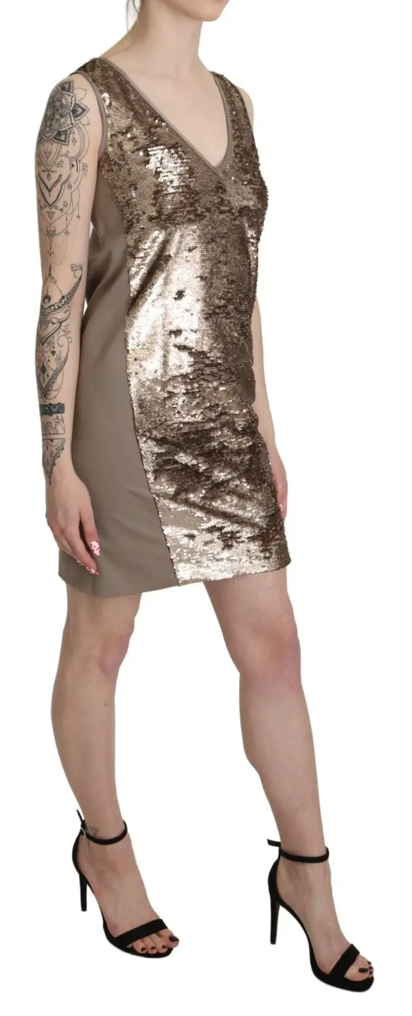 Liu Jo V-neck Sleeveless Sequined Sheath Mini Dress