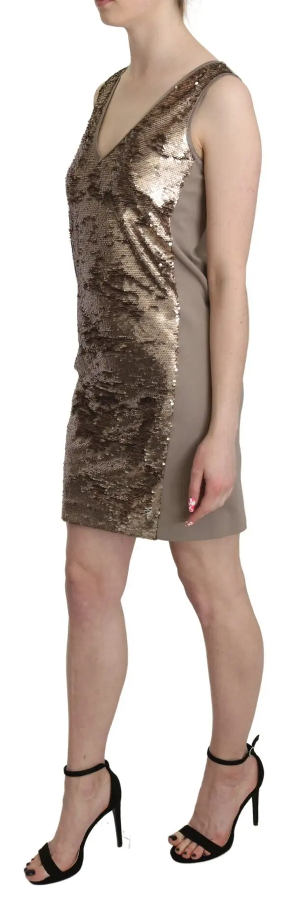 Liu Jo V-neck Sleeveless Sequined Sheath Mini Dress