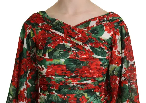 Dolce & Gabbana Floral Print Stretch Silk Sheath Midi Dress
