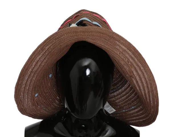 Dolce & Gabbana Floral Wide Brim Straw Hat - Brown