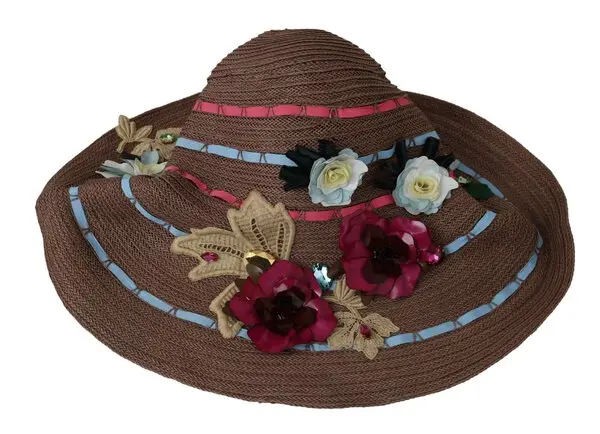 Dolce & Gabbana Floral Wide Brim Straw Hat