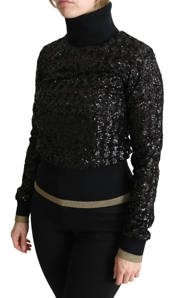 Dolce & Gabbana Sequined Knitted Turtleneck Pullover