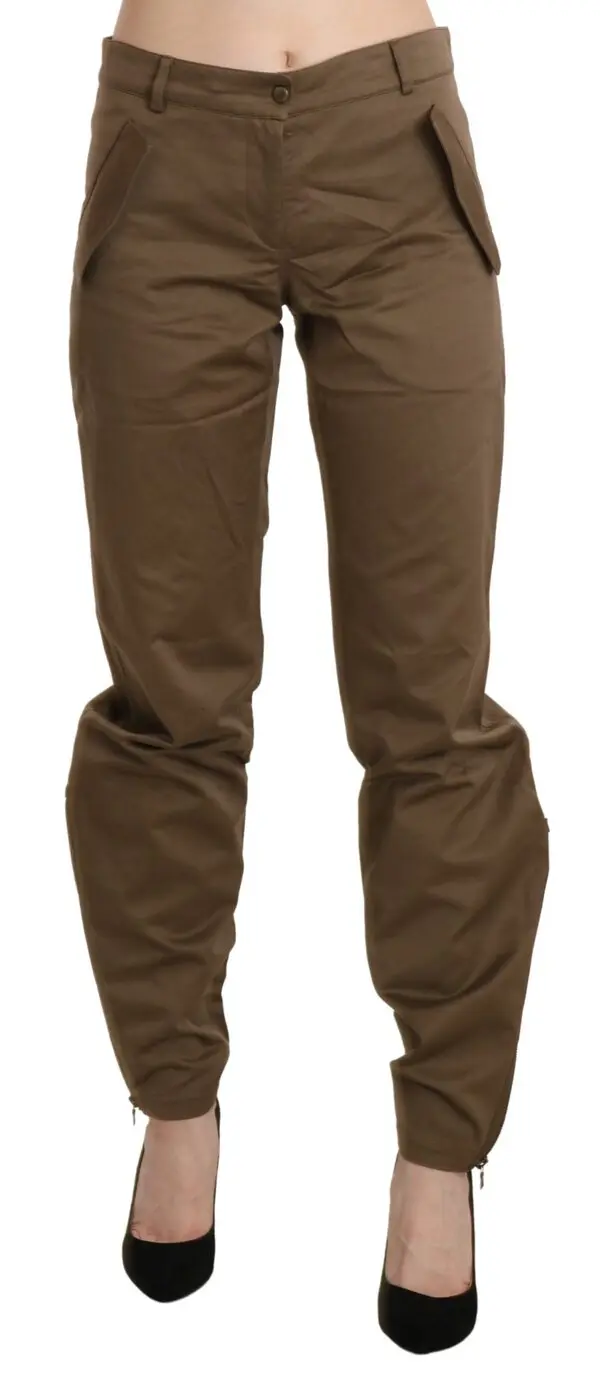 Ermanno Scervino Mid-waist Cotton Straight Trousers - Brown
