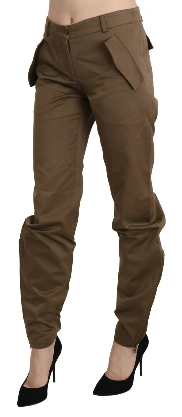 Ermanno Scervino Mid-waist Cotton Straight Trousers - Brown