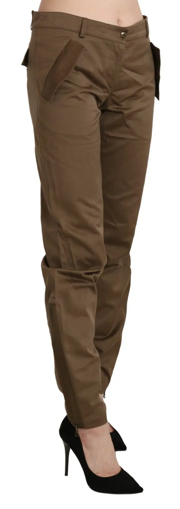 Ermanno Scervino Mid-waist Cotton Straight Trousers - Brown