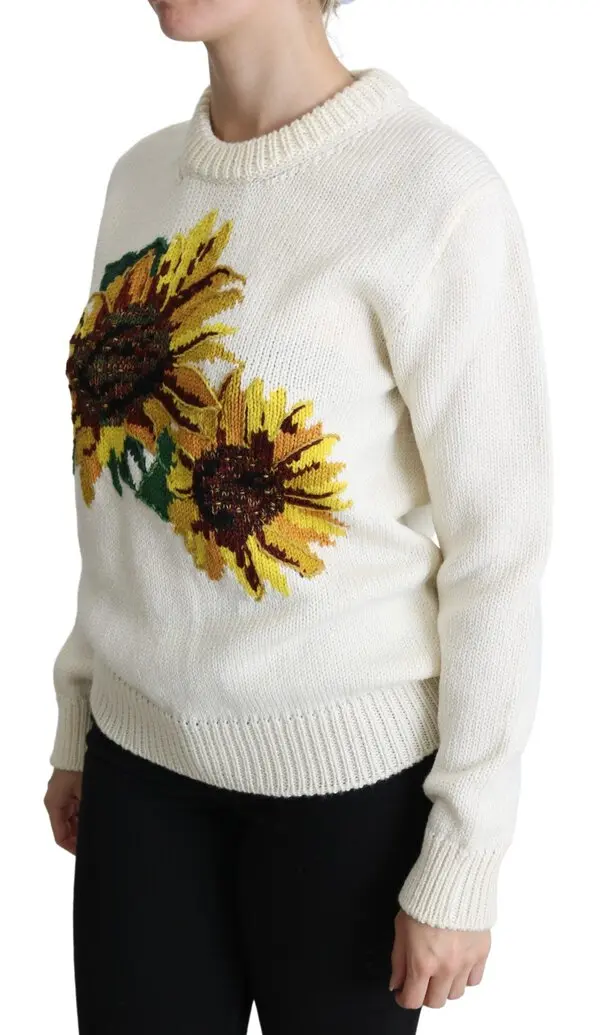 Dolce & Gabbana Floral Wool Pullover Sunflower Sweater