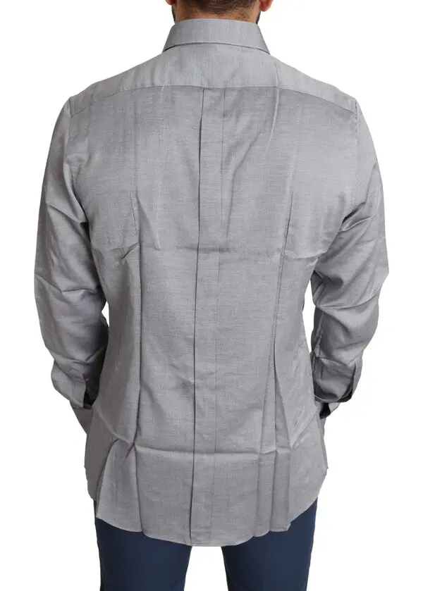 Dolce & Gabbana Cotton Formal Gold Dress Shirt - Gray