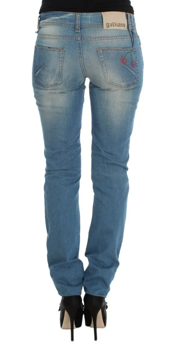John Galliano Wash Cotton Blend Slim Fit Jeans - Blue