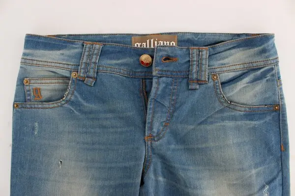 John Galliano Wash Cotton Blend Slim Fit Jeans - Blue