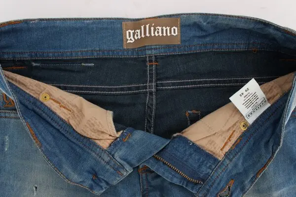 John Galliano Wash Cotton Blend Slim Fit Jeans - Blue