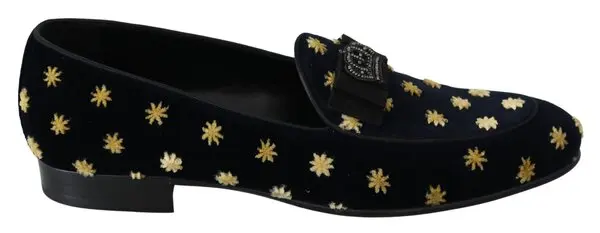 Dolce & Gabbana Velvet Crown Embellished Loafers