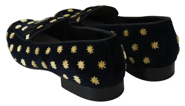 Dolce & Gabbana Velvet Crown Embellished Loafers