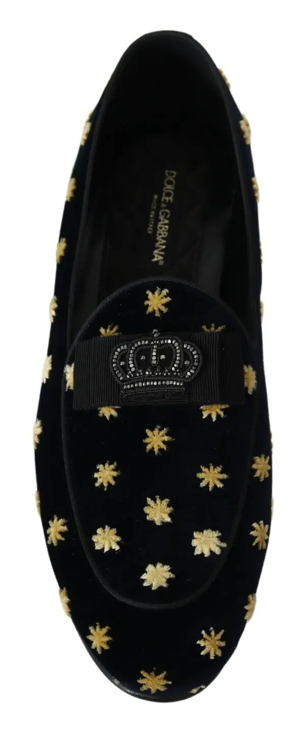 Dolce & Gabbana Velvet Crown Embellished Loafers