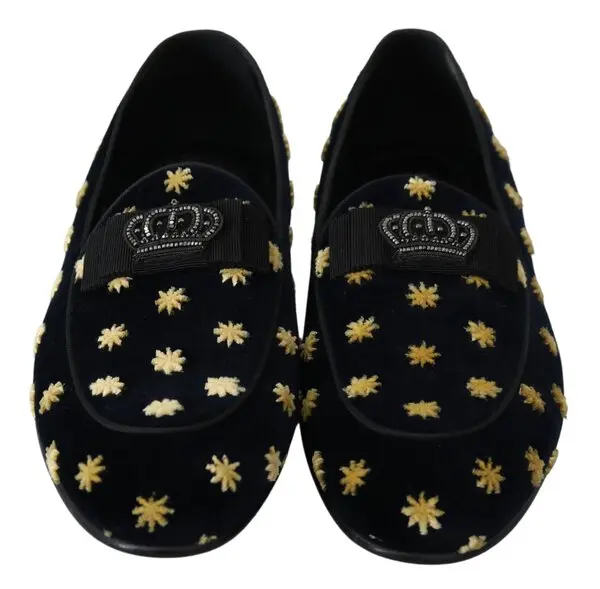 Dolce & Gabbana Velvet Crown Embellished Loafers
