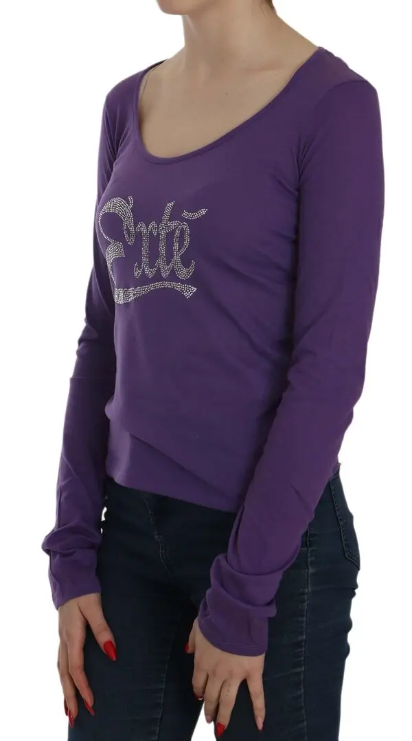 EXTE Crystal Embellished Long Sleeve Top - Purple