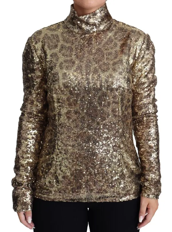 Dolce & Gabbana Leopard Sequined Turtleneck Sweater