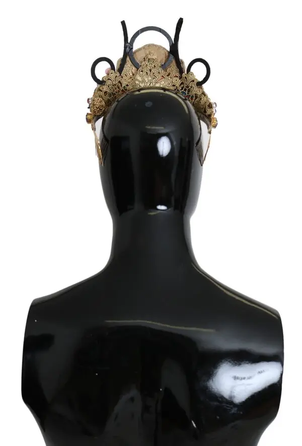 Dolce & Gabbana Brass Floral Crystals Led Lights Crown
