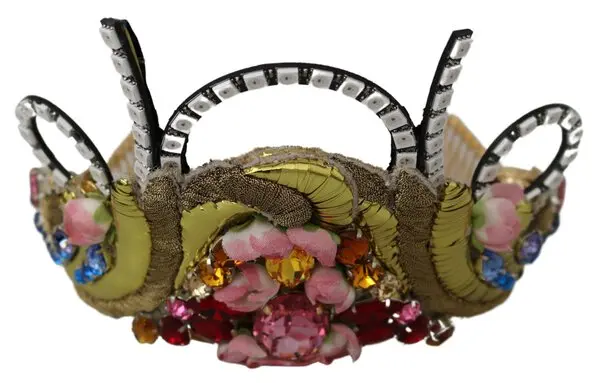 Dolce & Gabbana Brass Floral Crystals Led Lights Crown