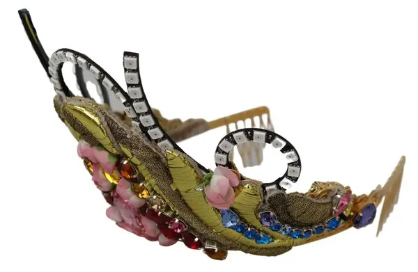 Dolce & Gabbana Brass Floral Crystals Led Lights Crown
