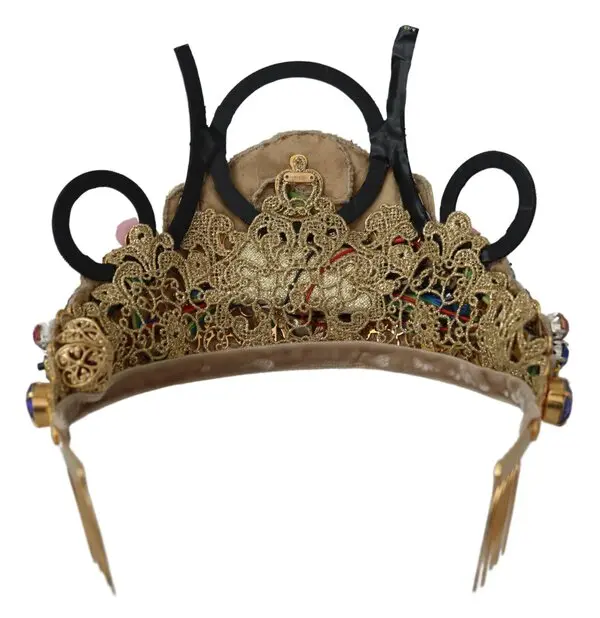 Dolce & Gabbana Brass Floral Crystals Led Lights Crown