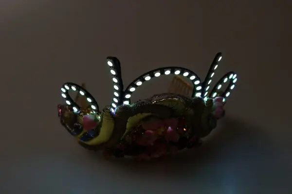 Dolce & Gabbana Brass Floral Crystals Led Lights Crown