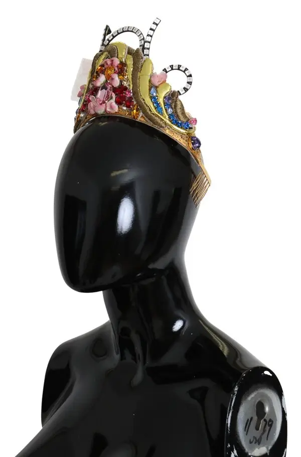 Dolce & Gabbana Brass Floral Crystals Led Lights Crown